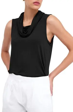 MARCELLA Callie Cowl Neck Knit Top - Black