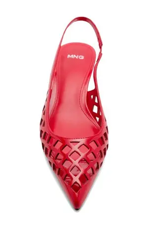 Mango Laser Cut Slingback Pumps - Red