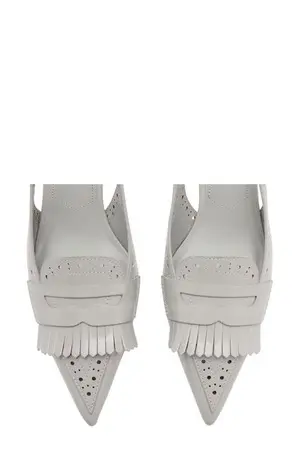Mango Fringe Slingback Pumps - Grey