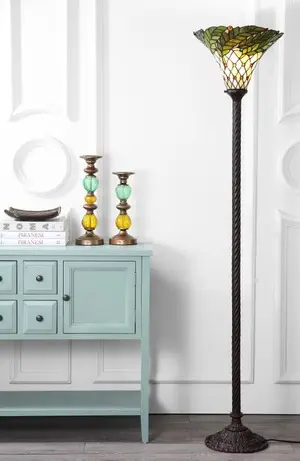 JONATHAN Y Botanical Tiffany-style 71" Torchiere Led Floor Lamp
