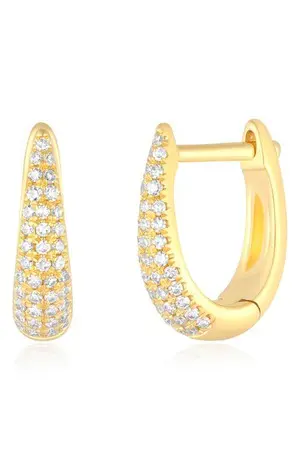 Ef Collection Mini Maeve Diamond Huggie Hoop Earrings - 14k Yellow Gold / Diamond