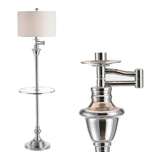 JONATHAN Y Cora 60" Metal/glass Led Side Table And Floor Lamp - Chrome