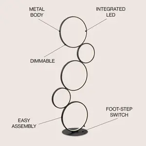 JONATHAN Y Pluto Stacked Circles 45" 5-light Contemporary Modern Iron/aluminum Integrated Led Floor Lamp