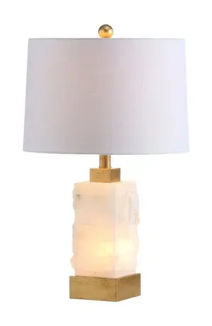 JONATHAN Y Eloise 23" Coastal Glam Alabaster/metal Led Table Lamp - White/gold Painting