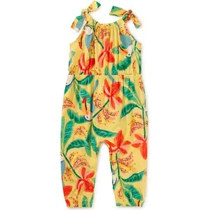 TEA COLLECTION Tie Shoulder Romper - Toucan Banana Tree