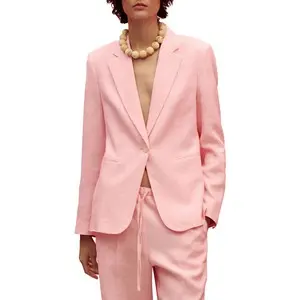 Mango Boreli Linen Blazer - Light/ Pastel Pink
