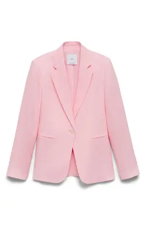 Mango Boreli Linen Blazer - Light/ Pastel Pink