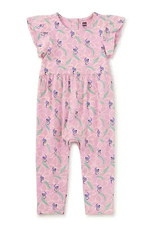 TEA COLLECTION Tulip Sleeve Baby Romper - Cattleya Orchid