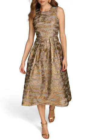 Donna Karan New York Metallic Jacquard Cocktail Dress - Gilded