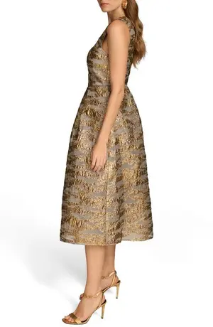 Donna Karan New York Metallic Jacquard Cocktail Dress - Gilded