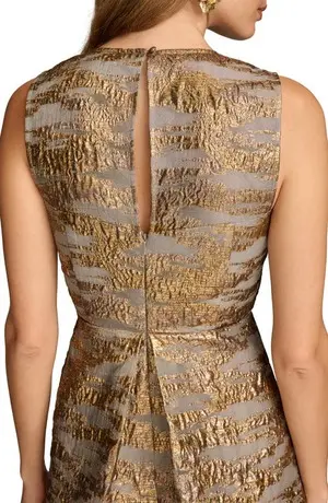 Donna Karan New York Metallic Jacquard Cocktail Dress - Gilded