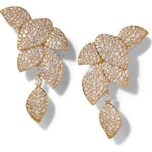 Nadri Starlet Leaf Linear Drop Earrings - Gold