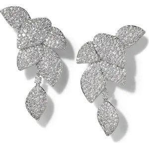 Nadri Starlet Leaf Linear Drop Earrings - Rhodium