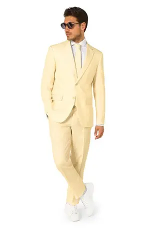 Opposuits Pastellow Slim Fit Two-piece Suit & Tie Set - Beige