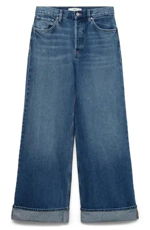 Mango Cuffed Wide Leg Jeans