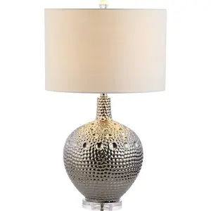 JONATHAN Y Andrews 27" Ceramic Led Table Lamp - Chrome