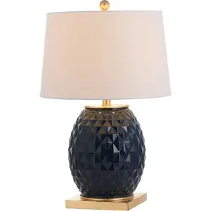 JONATHAN Y Diamond 25.5" Led Glass/metal Table Lamp - Navy/gold