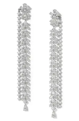 Nadri Starlet Linear Drop Earrings - Rhodium