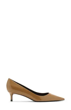 Mango Pointed Toe Kitten Heel Pumps - Medium Brown