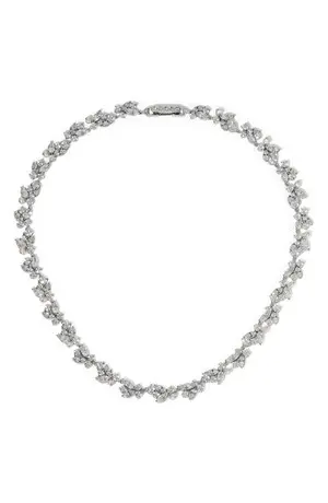 Nadri Ravish Laurel Cubic Zirconia & Cultured Pearl Collar Necklace - Rhodium