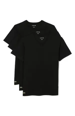 Lacoste 3-pack Cotton V-neck T-shirts - Black