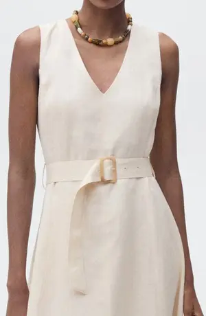 Mango Belted Linen Dress