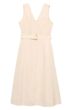 Mango Belted Linen Dress