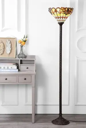 JONATHAN Y Davis Tiffany-style 70" Torchiere Led Floor Lamp