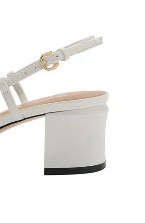 Mango Square-toe Slingback Pumps - White