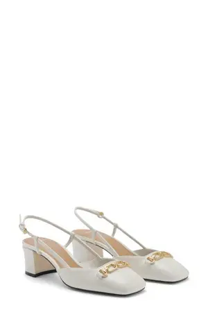 Mango Square-toe Slingback Pumps - White