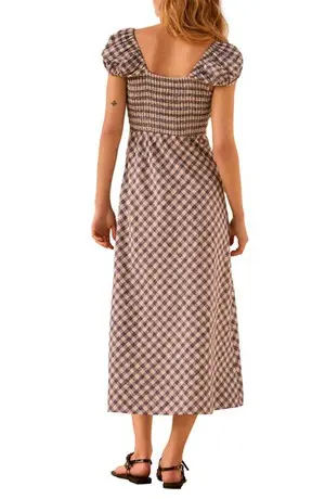 NEXT Gingham Cap Sleeve Midi Dress