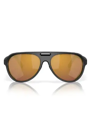 COSTA DEL MAR 59mm Polarized Aviator Sunglasses - Matte Black/ Gold Mirror