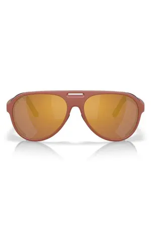 COSTA DEL MAR 59mm Polarized Aviator Sunglasses - Matte Terra Cotta/gold Mirror 580g