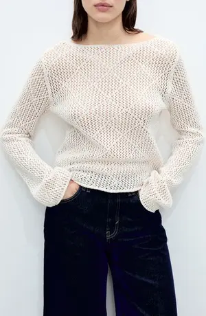 Mango Open Stitch Cotton-blend Sweater - Ecru