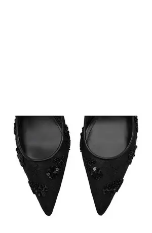 Mango Kitten Heel Floral Slingback Pumps