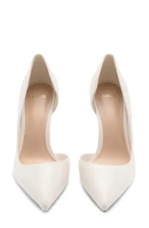 Mango Half D'orsay Pointed Toe Pumps - White