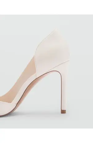 Mango Half D'orsay Pointed Toe Pumps - White