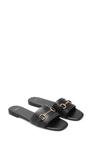 Mango Buckle Slide Sandal - Black