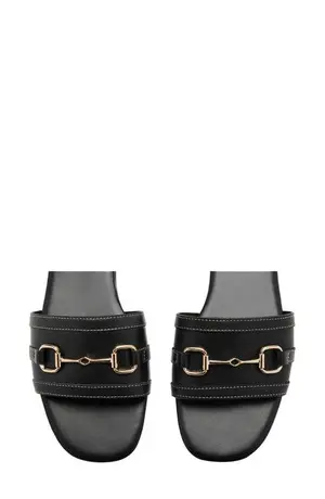 Mango Buckle Slide Sandal - Black
