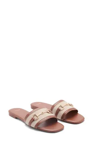 Mango Buckle Slide Sandal - Light Leather
