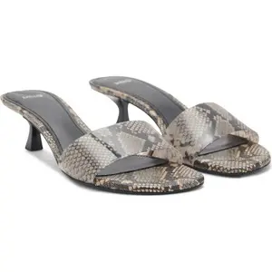 Mango Snake Print Kitten Heel Slide Sandal