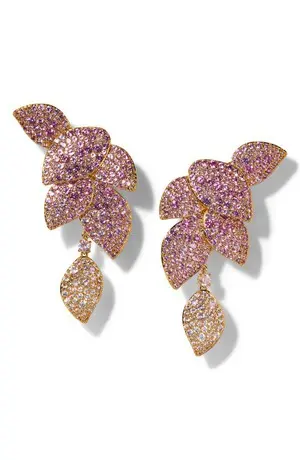 Nadri Starlet Leaf Linear Earrings - Gold