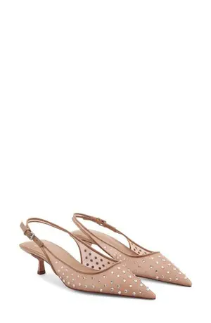 Mango Crystal Embellished Slingback Pumps