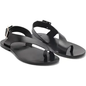 Mango Toe Loop Flat Sandal - Black