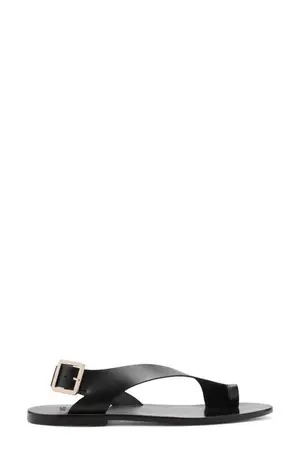 Mango Toe Loop Flat Sandal - Black