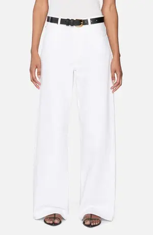 FRAME The Loose High Waist Wide Leg Jeans - White