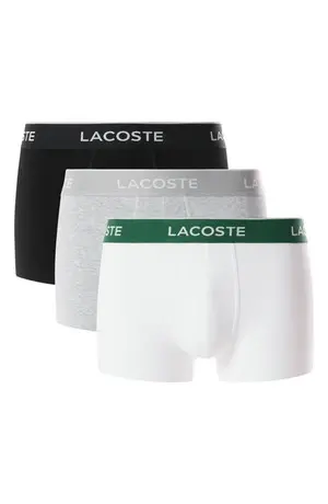 Lacoste 3-pack Stretch Cotton Boxer Briefs - Black/ White/ Silver Chine