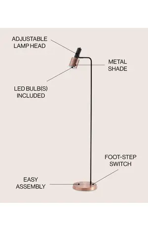 JONATHAN Y Brady 59.50" Metal Led Task Floor Lamp