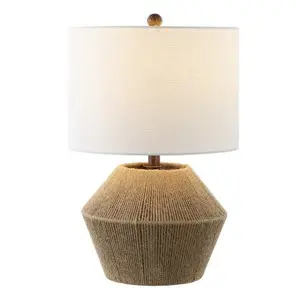 JONATHAN Y Alma 21.75" Coastal Rustic Iron/rope Led Table Lamp - Brown