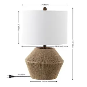 JONATHAN Y Alma 21.75" Coastal Rustic Iron/rope Led Table Lamp